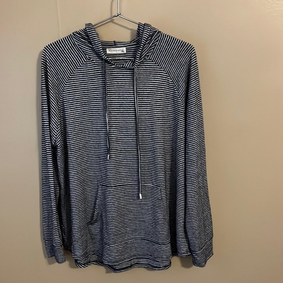 retrology | Tops | Blue And White Striped Lightweight Hoodie | Poshmark